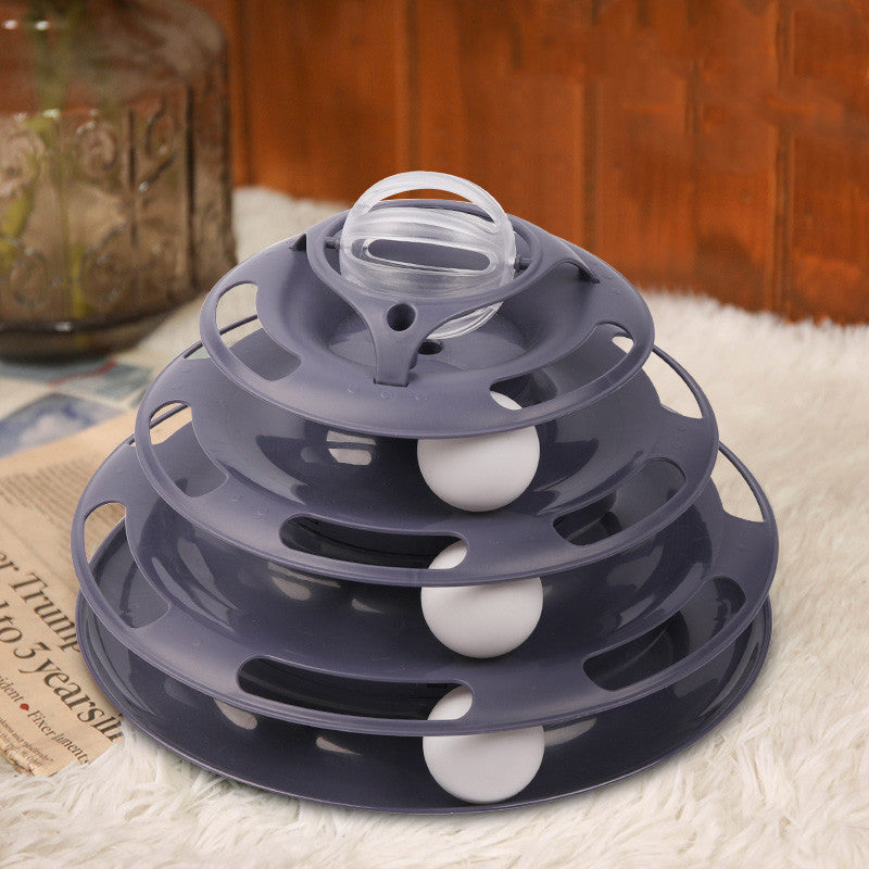 Stacked Turntable Ball Toy for Cats - Interactive Feline Playtime Fun ...